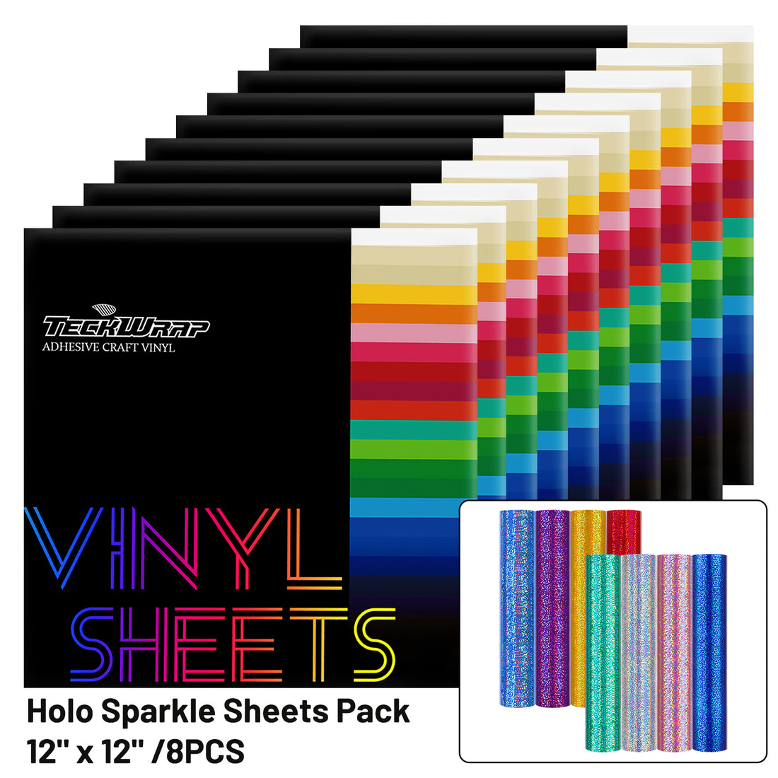Holographic Sparkle Vinyl Sheets Pack (8 PCS) – Global-Teckwrapcraft