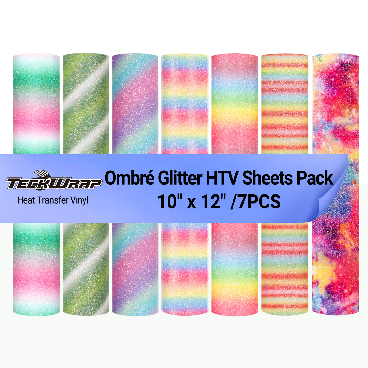 Ombré Glitter HTV Sheets Pack (7PCS) – Global-Teckwrapcraft