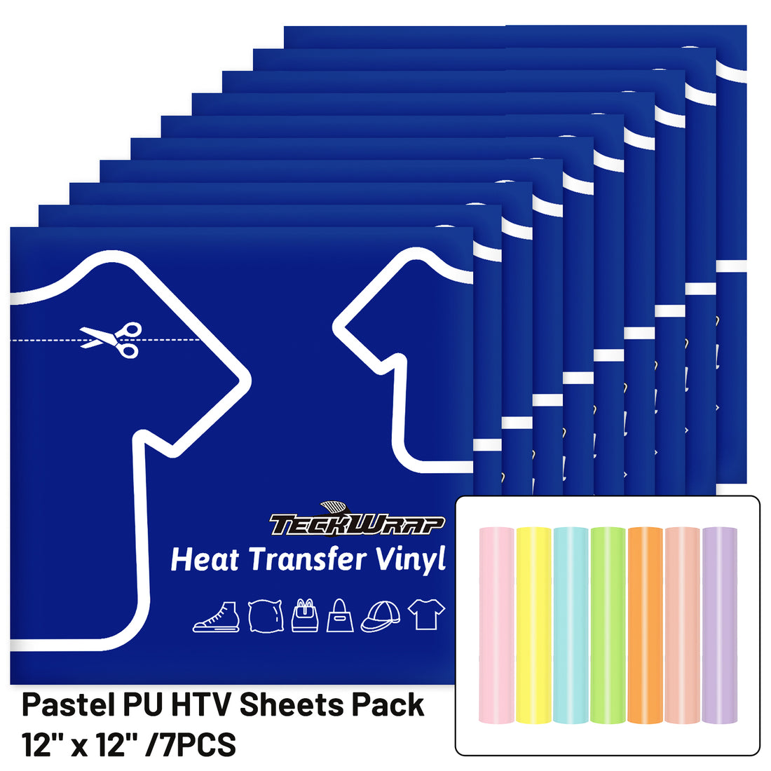 Pastel PU HTV Sheets Pack (7 PCS) – Global-Teckwrapcraft