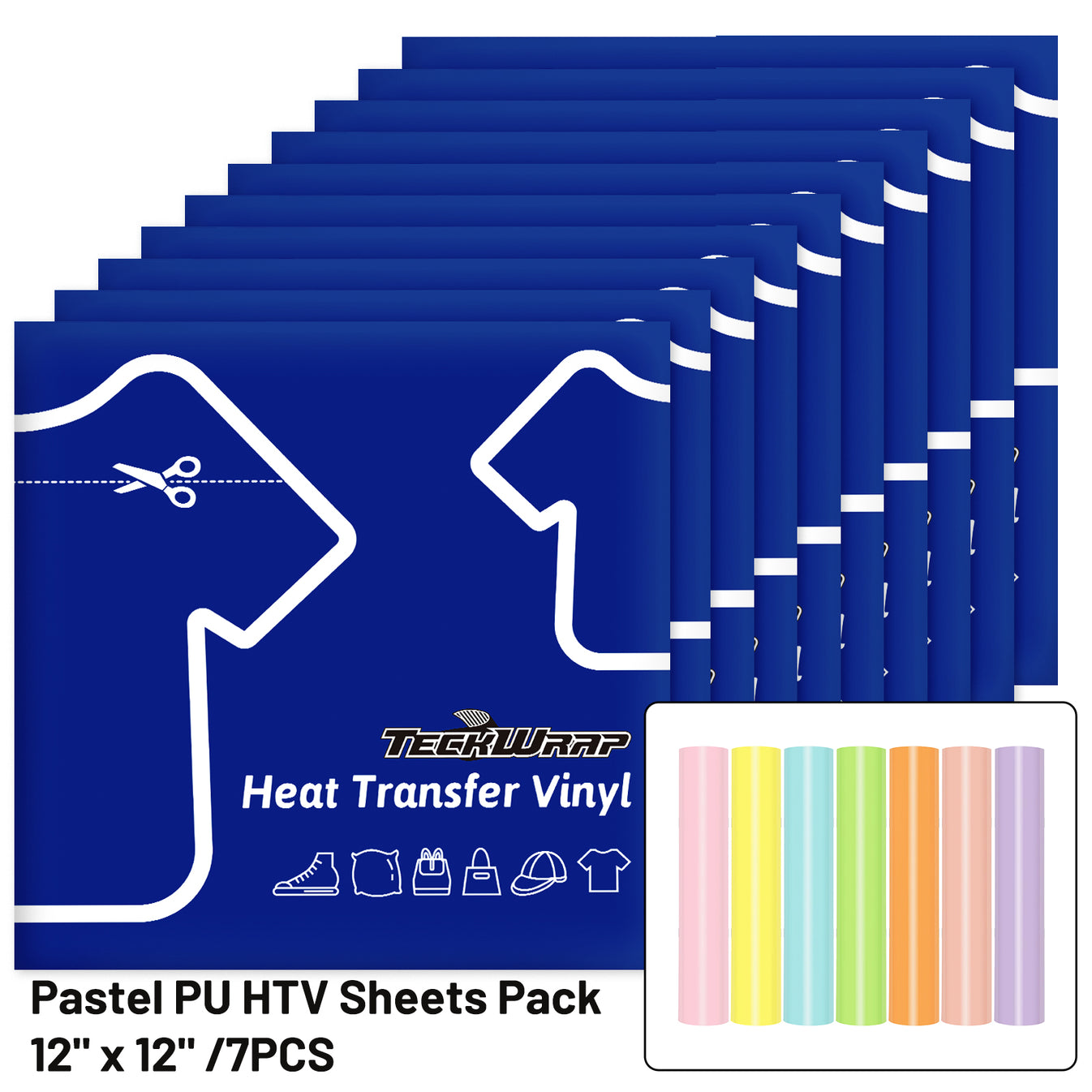 Pastel PU HTV Sheets Pack (7 PCS) – Global-Teckwrapcraft